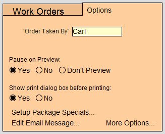 Set up Work Order Options