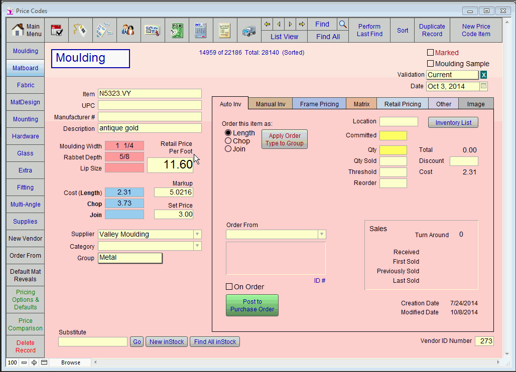 Training - Price Codes File