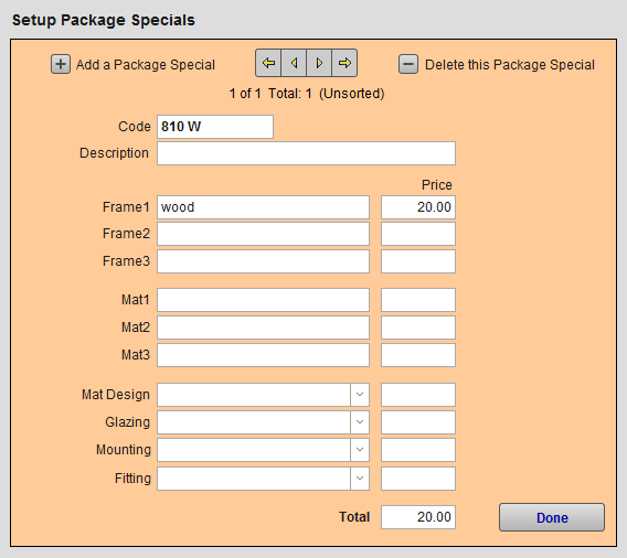 Set up Package Specials